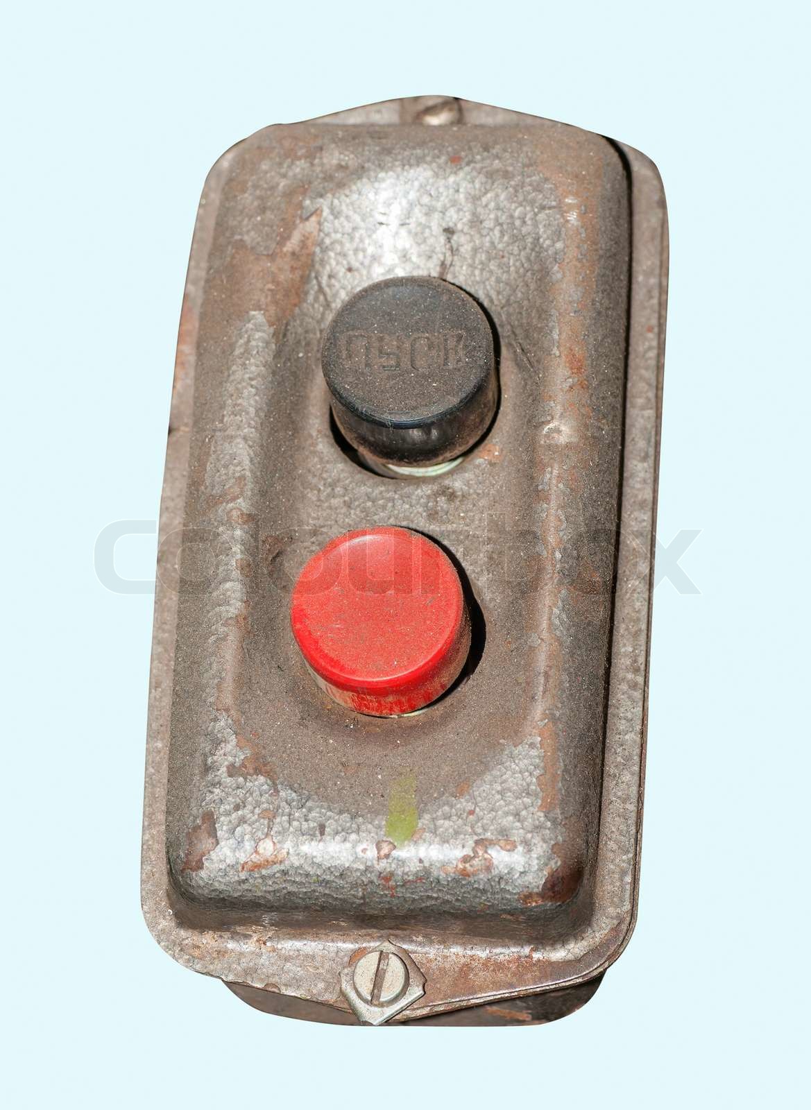 Isolation Of Red And Black Industrial Power Buttons Panel | Stock image ...