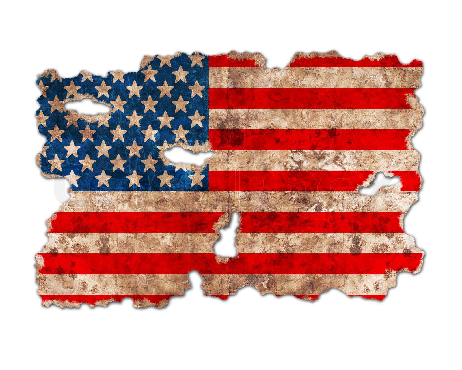 USA flag in form of torn vintage paper | Stock image | Colourbox
