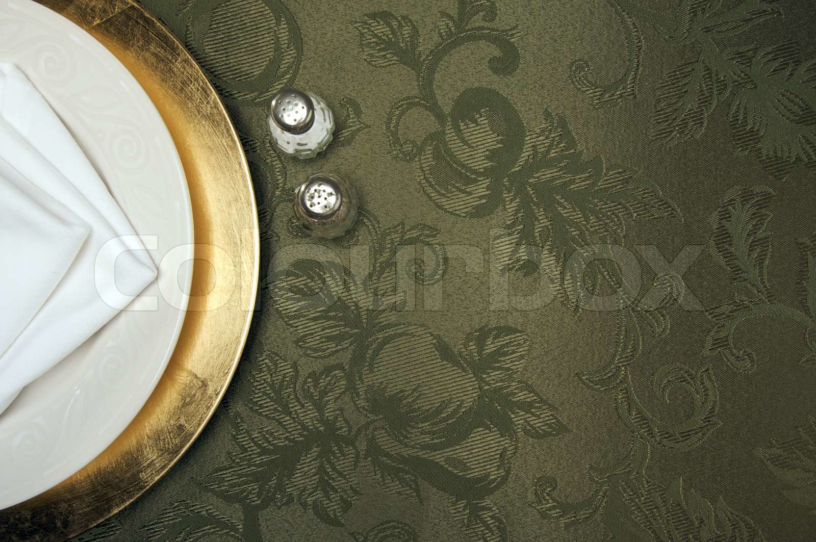 Silk Background and Plate Setting | Stock image | Colourbox