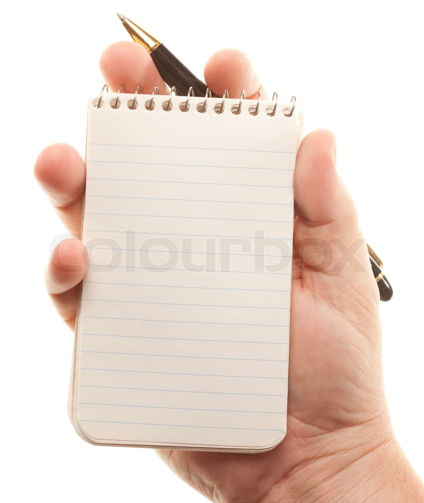 Male Hands Holding Pen and Pad of Paper | Stock image | Colourbox