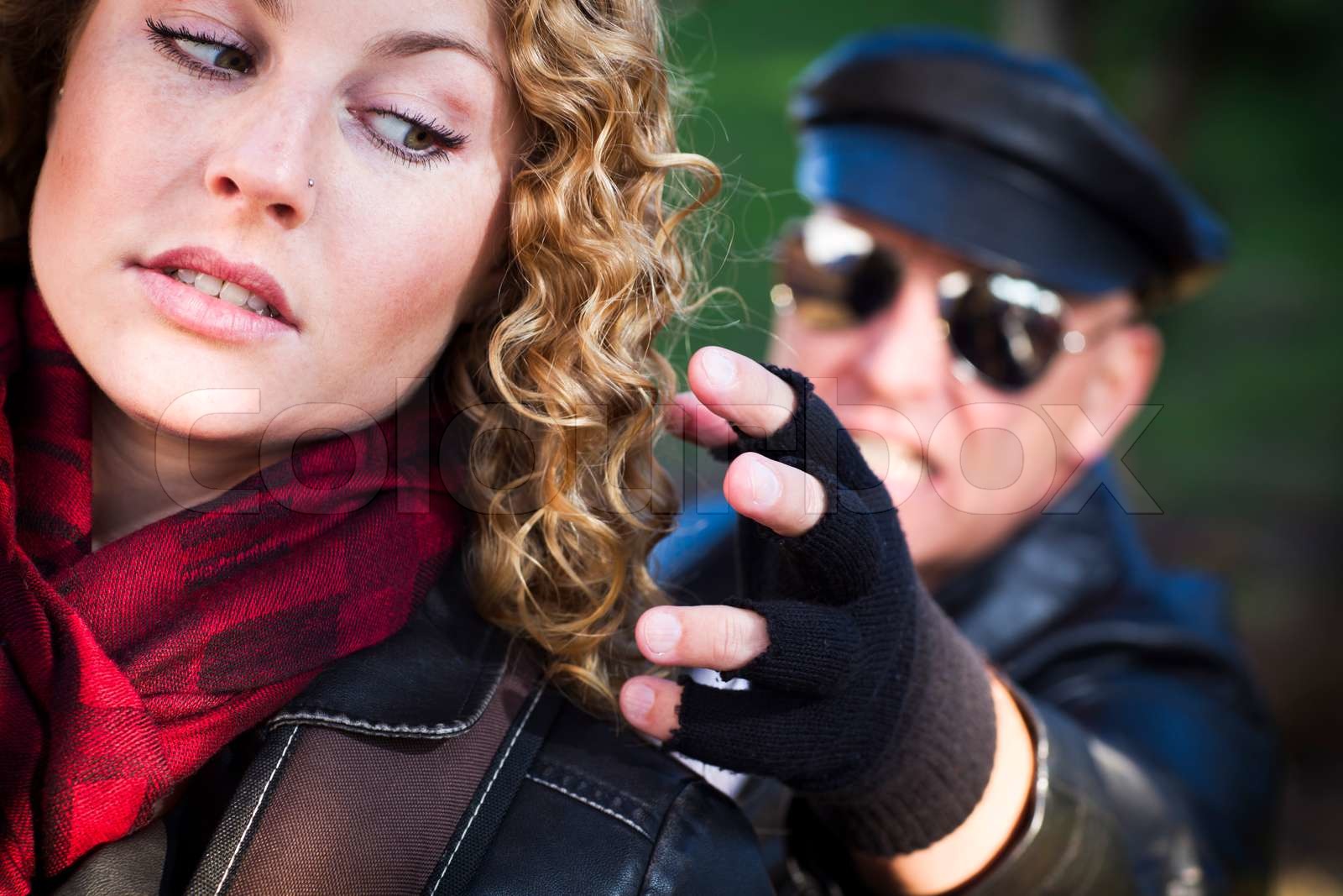 Pretty Young Teen Girl with Mysterious Man Reaching to Grab Her | Stock ...