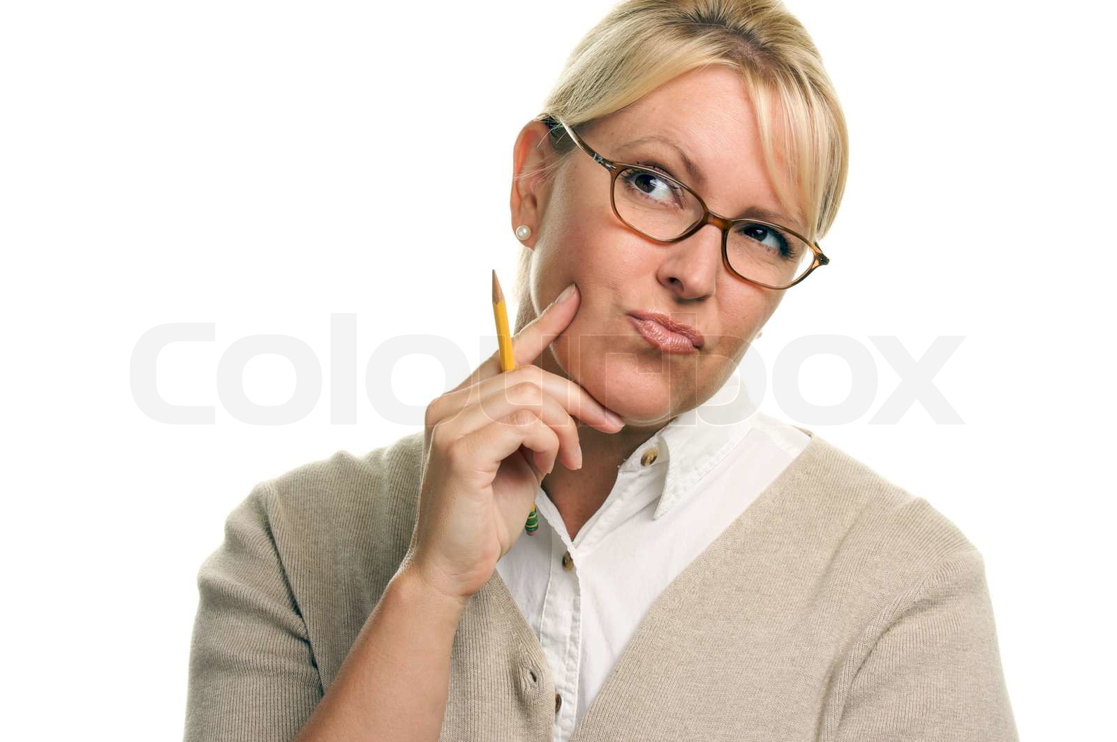 Beautiful Woman with Pencil | Stock image | Colourbox