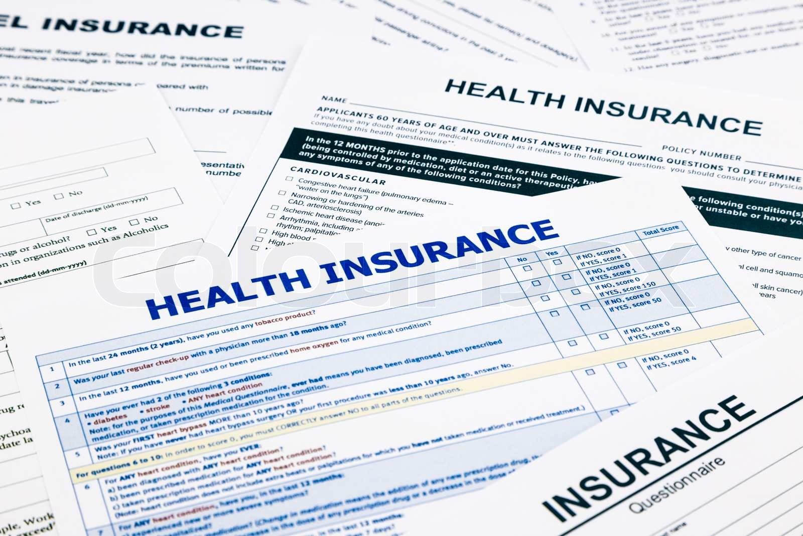 health insurance form | Stock image | Colourbox