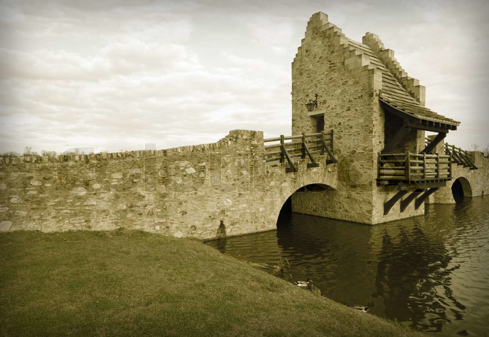Colorized Ancient Medieval Replica Bridge | Stock image | Colourbox