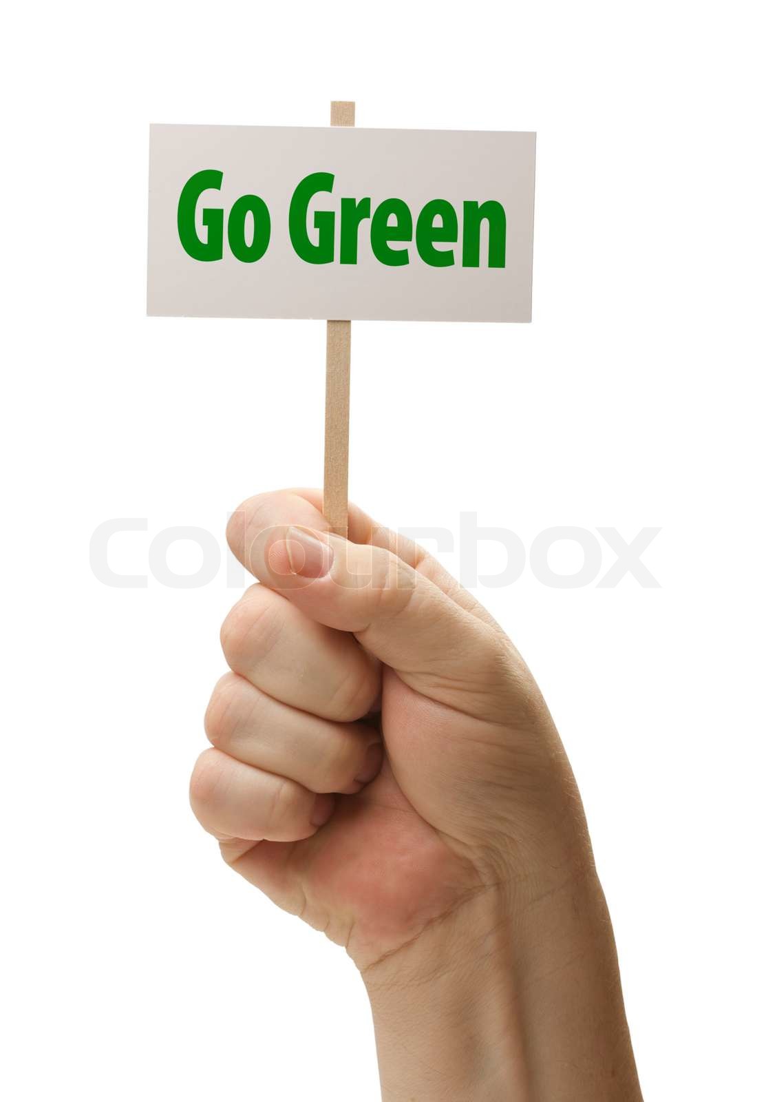 Go Green Sign In Fist On White | Stock image | Colourbox