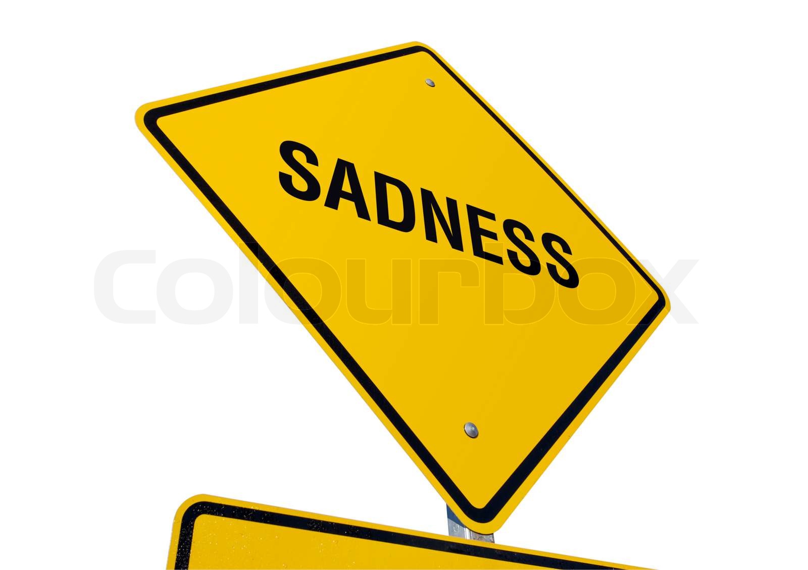 Yellow Sadness Road Sign Isolated on White | Stock image | Colourbox