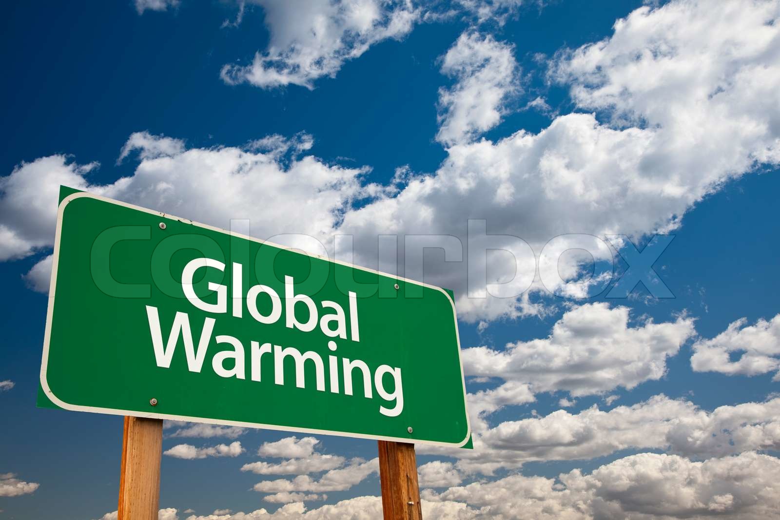 Global Warming Green Road Sign | Stock image | Colourbox