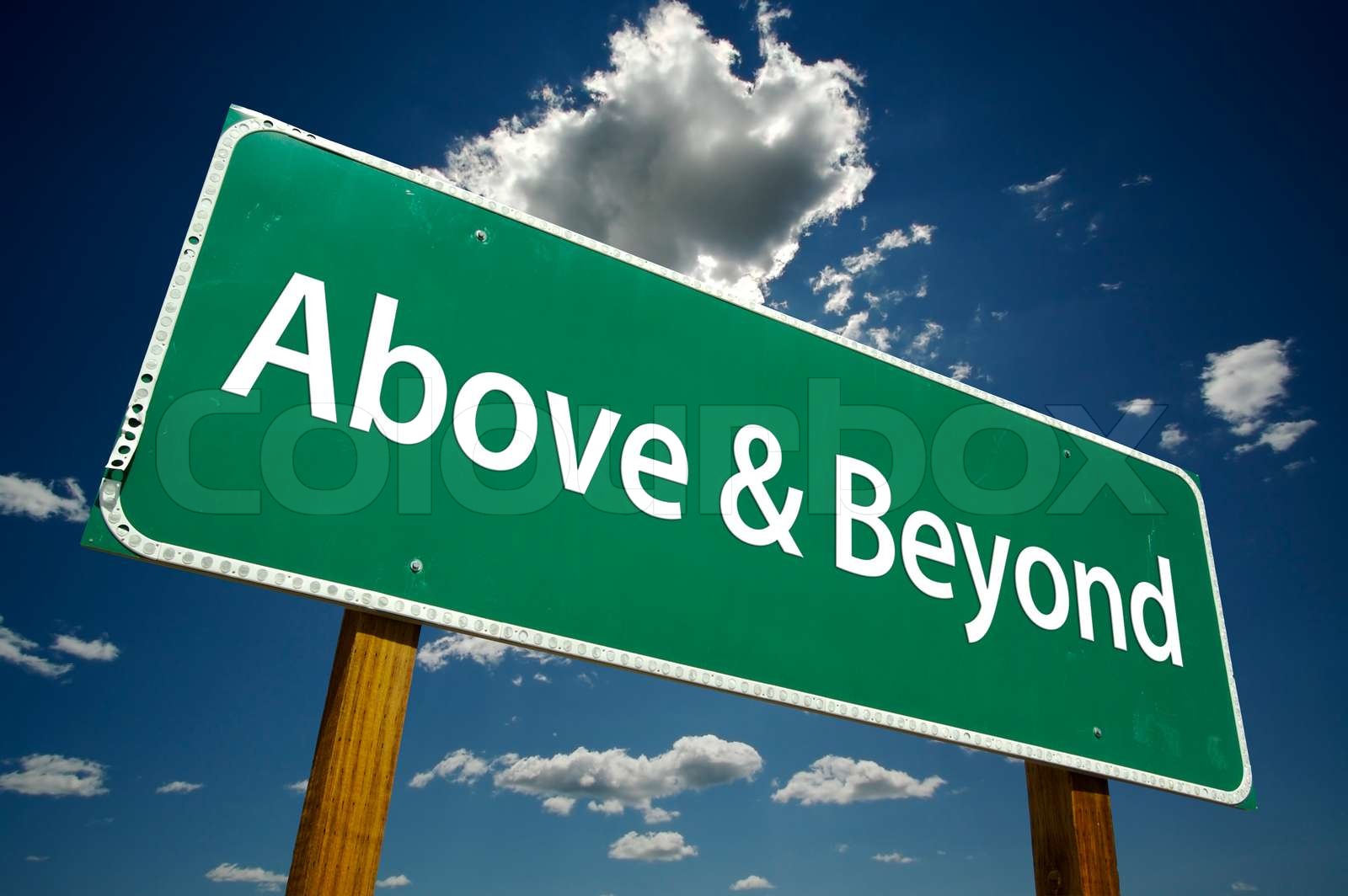 Above and Beyond Road Sign | Stock image | Colourbox