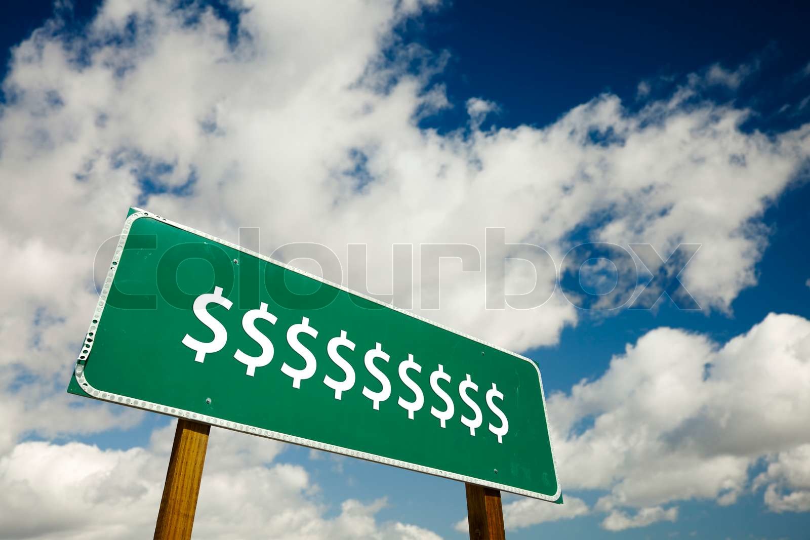Dollar Signs Road Sign | Stock image | Colourbox