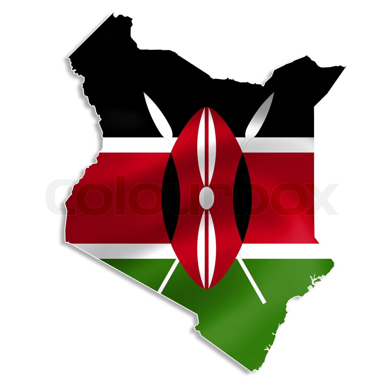 Kenya map with flag | Stock image | Colourbox