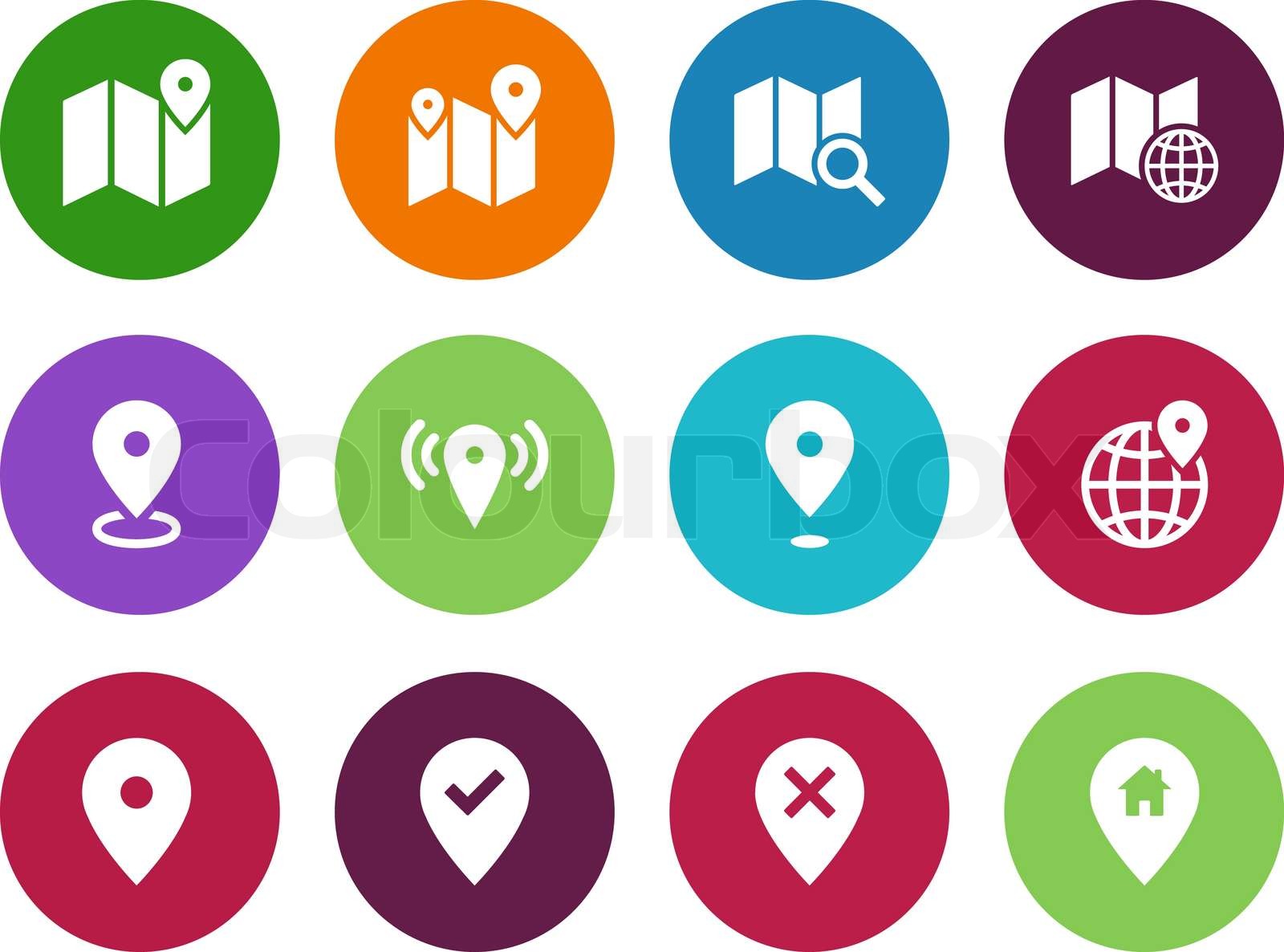 Map circle icons. GPS and Navigation. | Stock vector | Colourbox