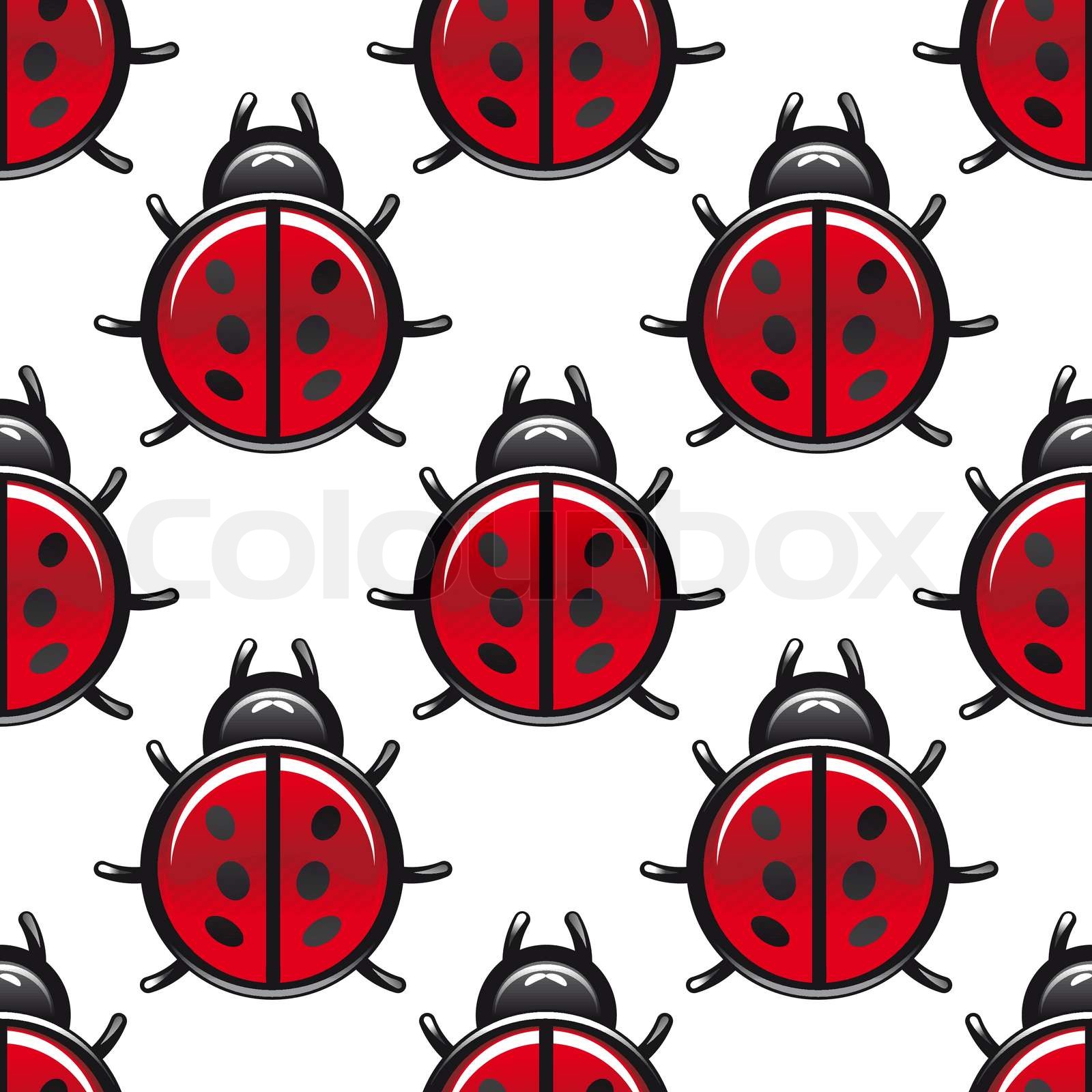 Seamless pattern of a red spotted ladybug | Stock vector | Colourbox