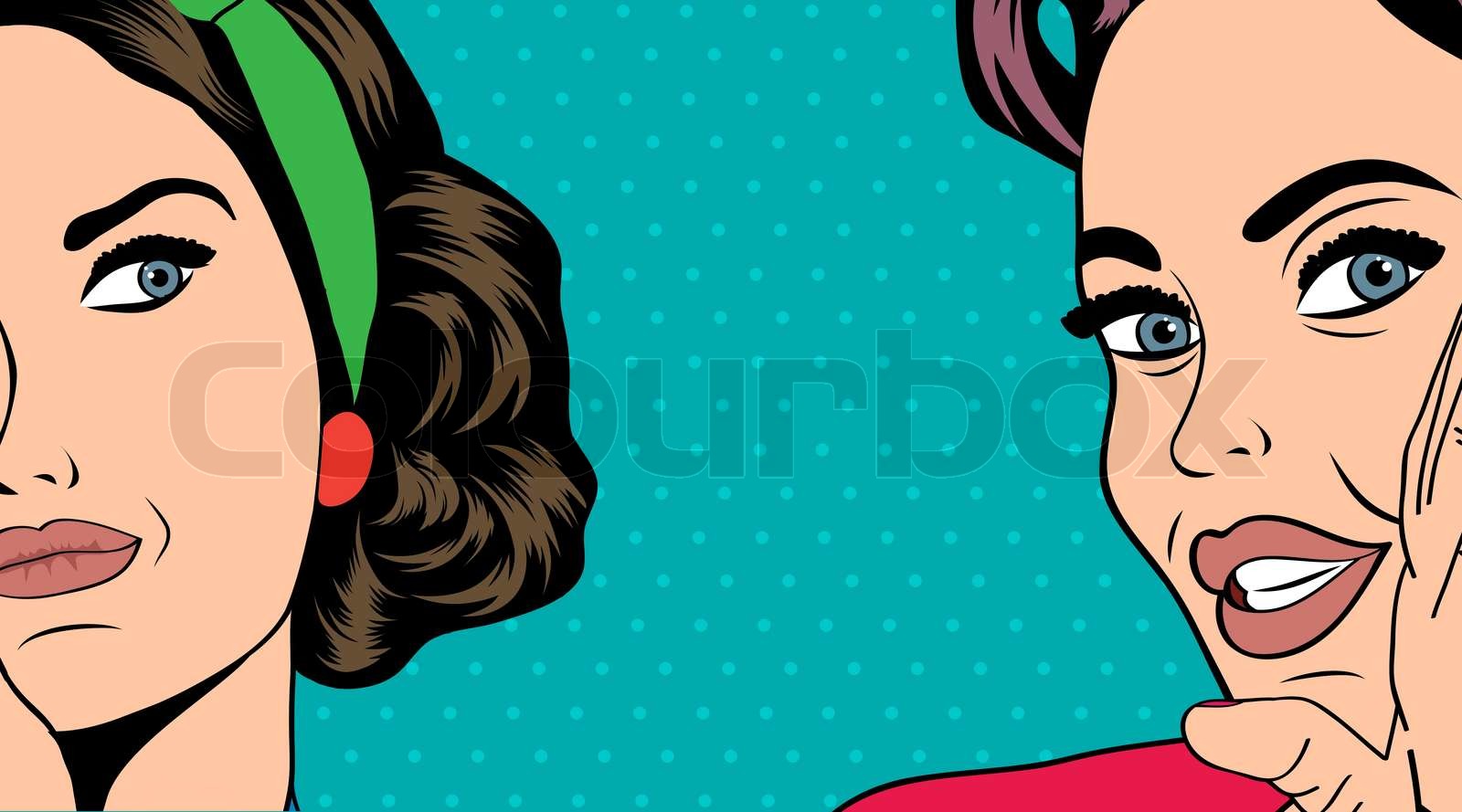zwei reden, comic Kunst Pop-Art-Freundinnen | Stock-Vektor | Colourbox