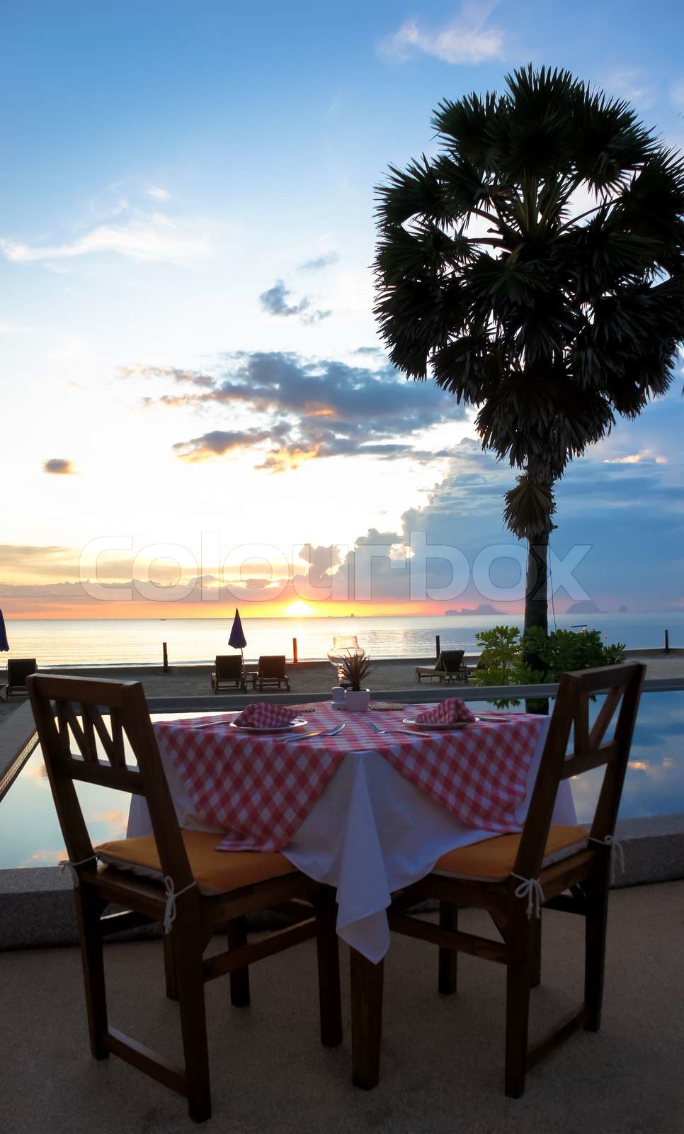 Beach front dining | Stock image | Colourbox