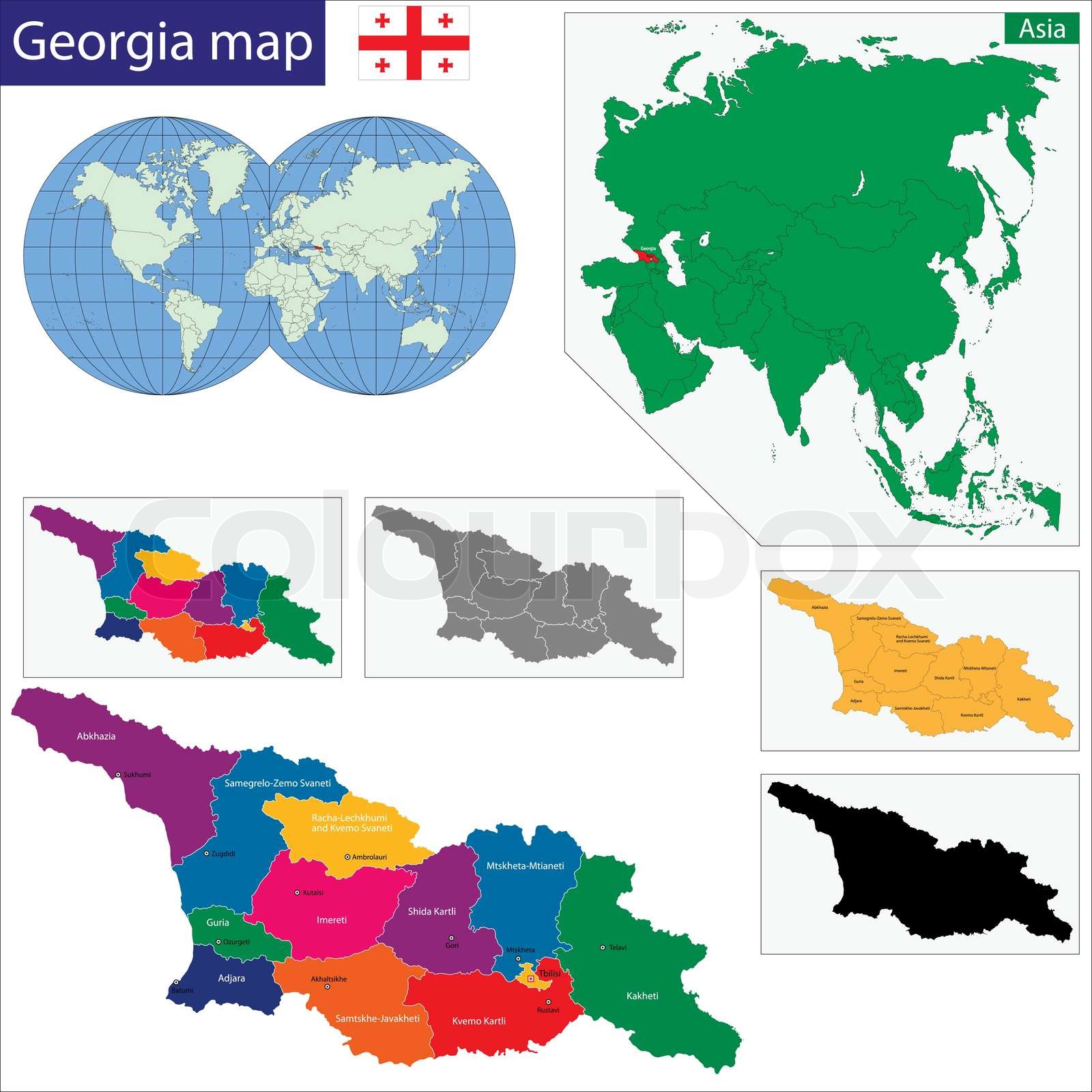 Georgia map | Stock vector | Colourbox