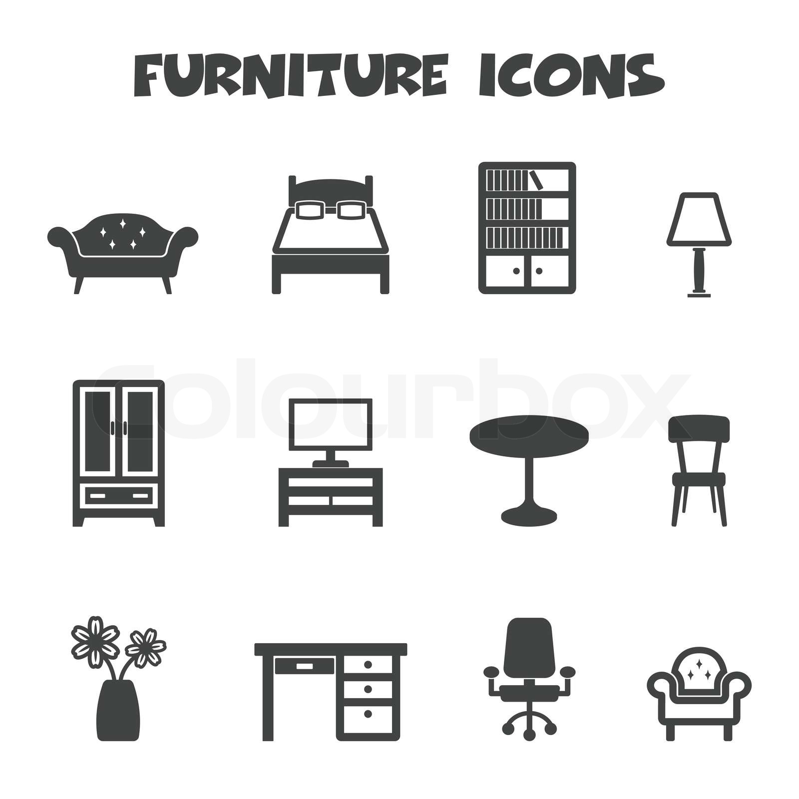 møbler, stol, ikoner | Stock vektor | Colourbox