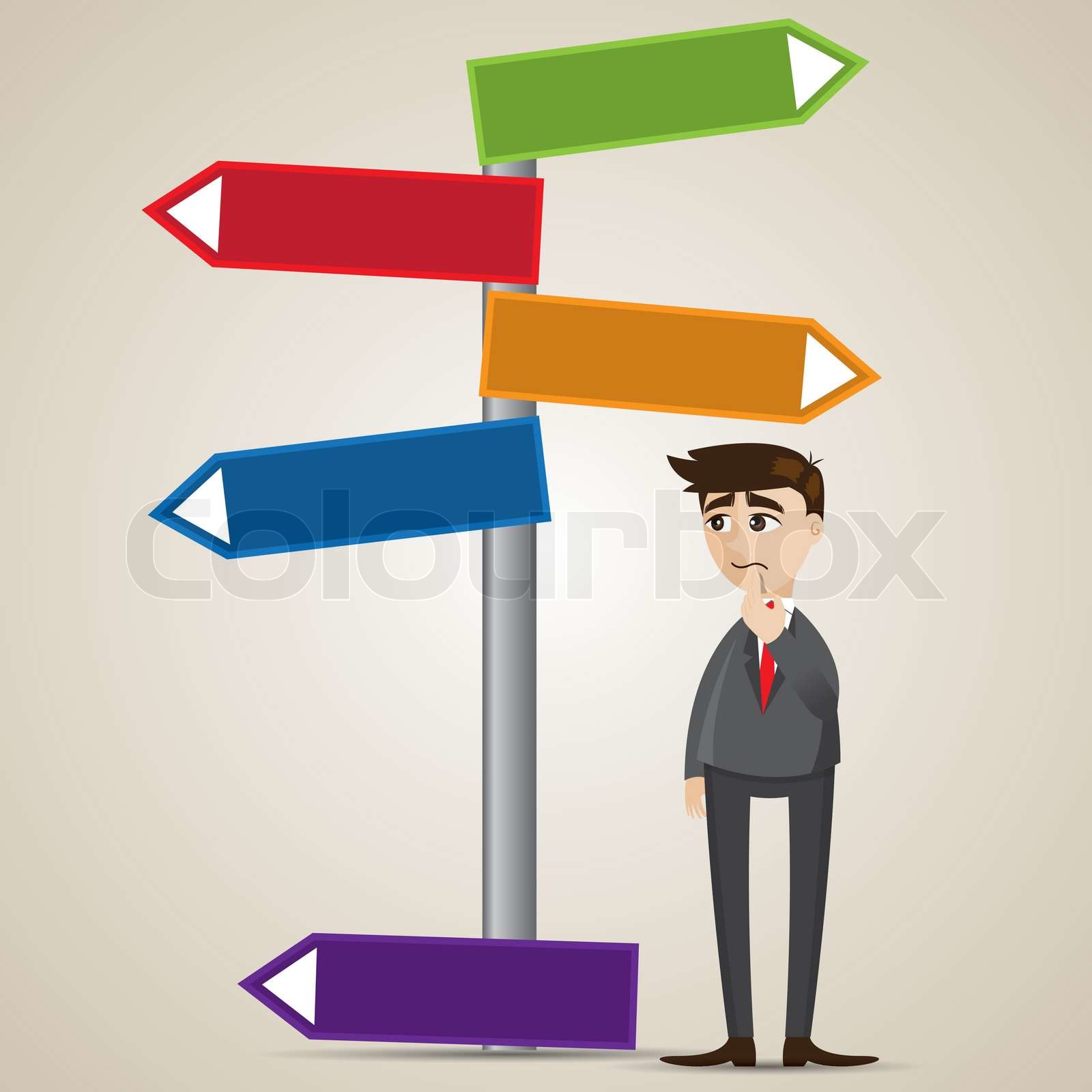 cartoon businessman with blank signage | Stock vector | Colourbox