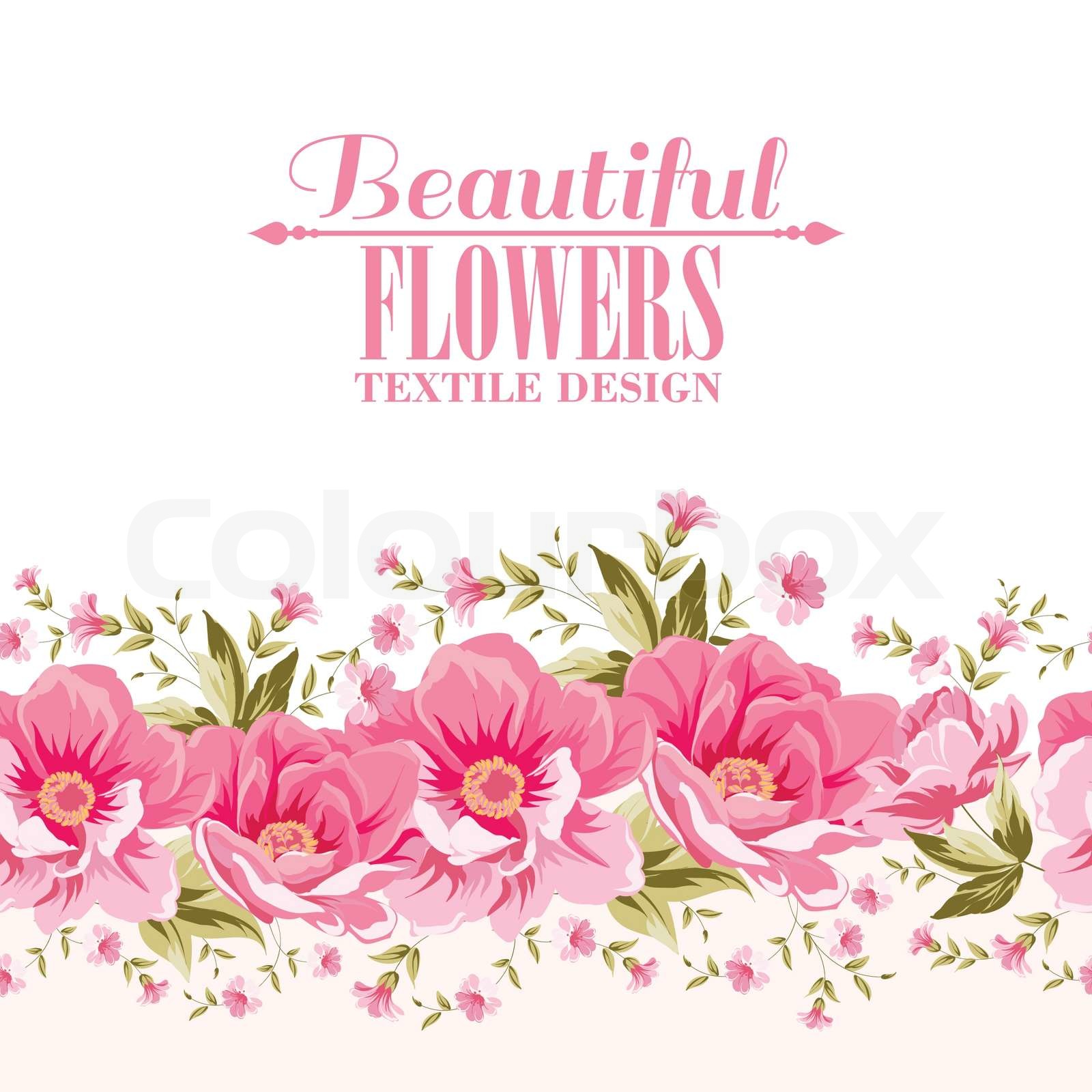 Ornate pink flower decoration with text label. | Stock vector | Colourbox