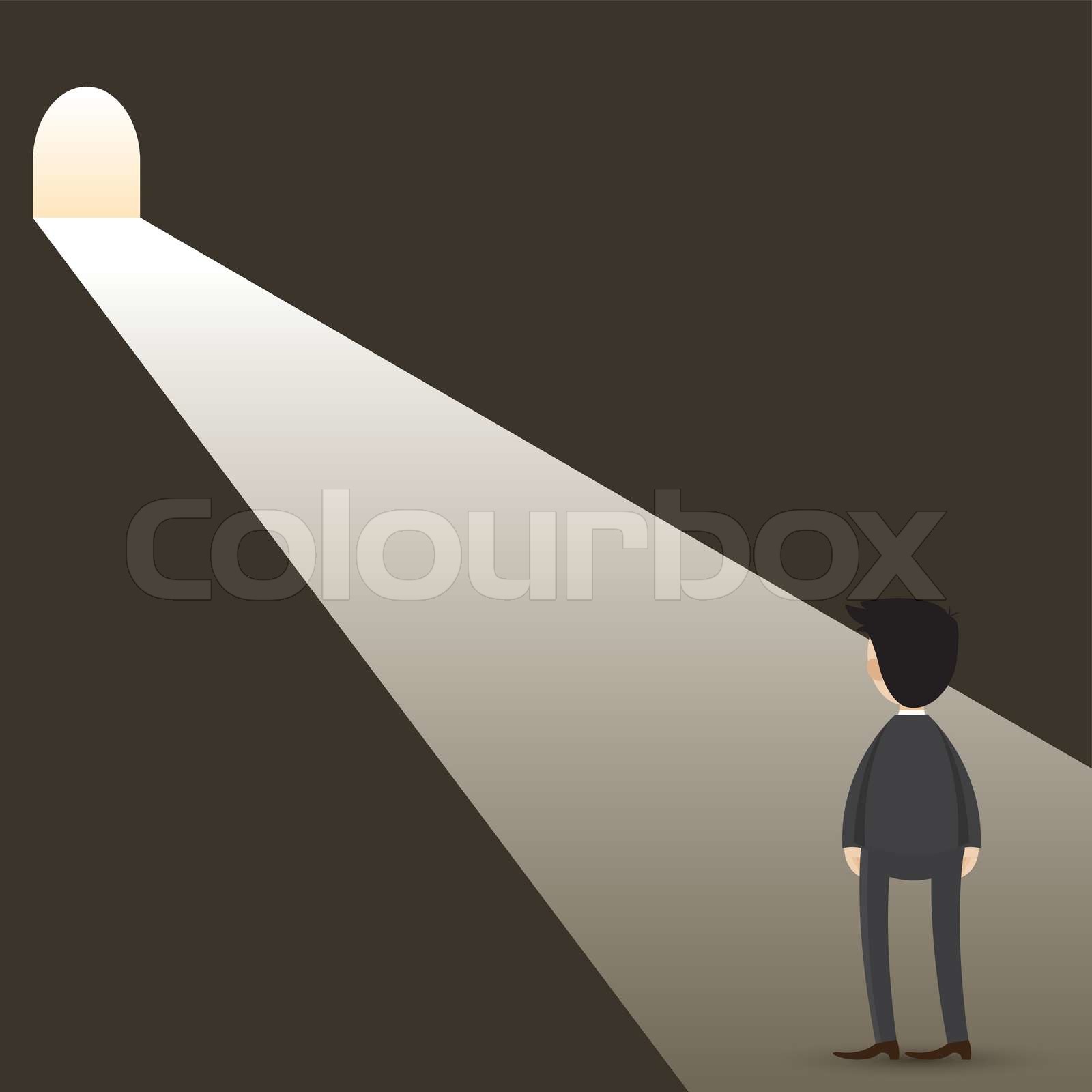 cartoon businessman with tunnel light | Stock vector | Colourbox
