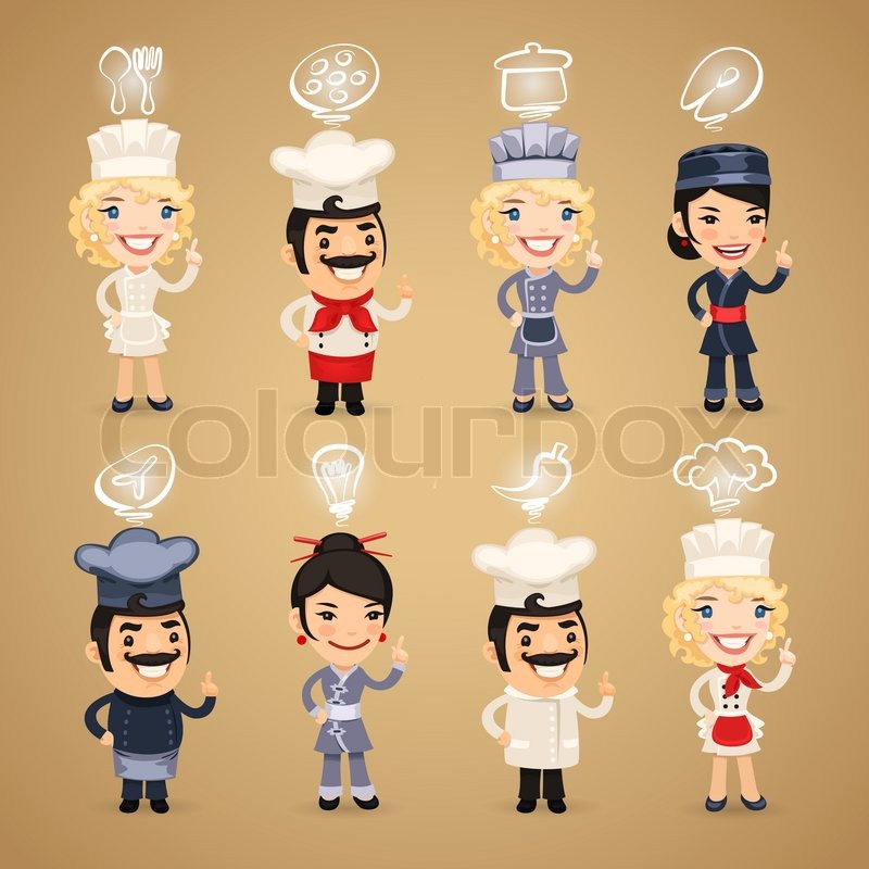 Chefs with Icons Set. In the EPS file, ... | Stock vector | Colourbox