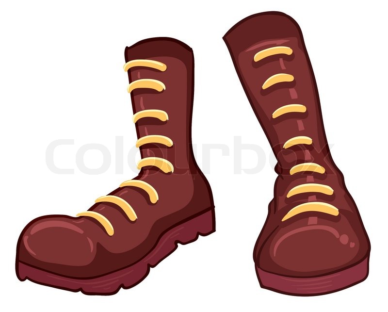 Pair Brown Boots Cartoon Illustration Isolated Stock