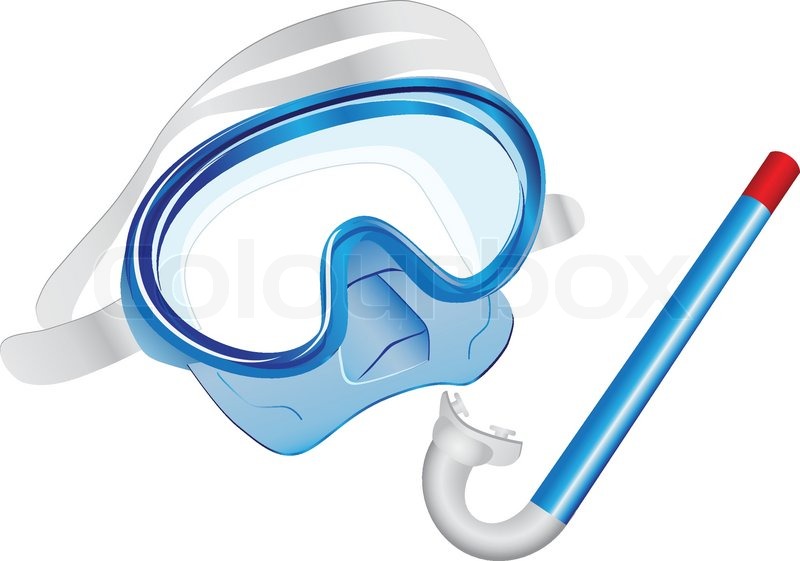 Swim mask and the tube to swim underwater. Vector illustration. | Stock ...