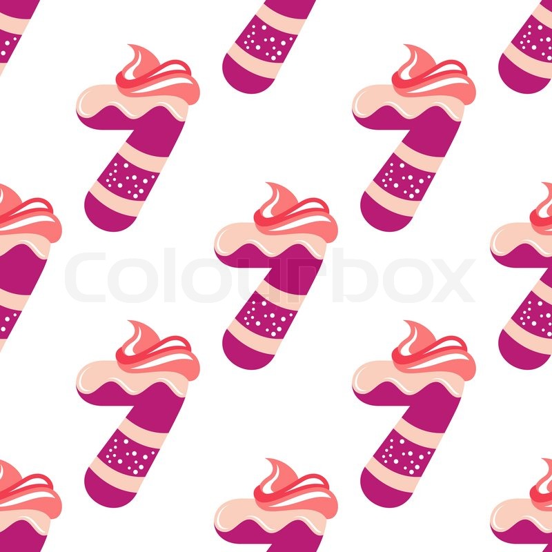 Seamless pattern with cartoon number 7 ... | Stock vector | Colourbox