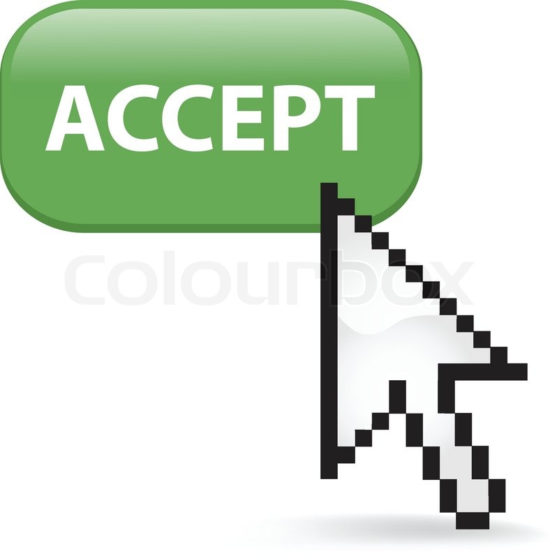 Accept button with a cursor arrow. | Stock vector | Colourbox
