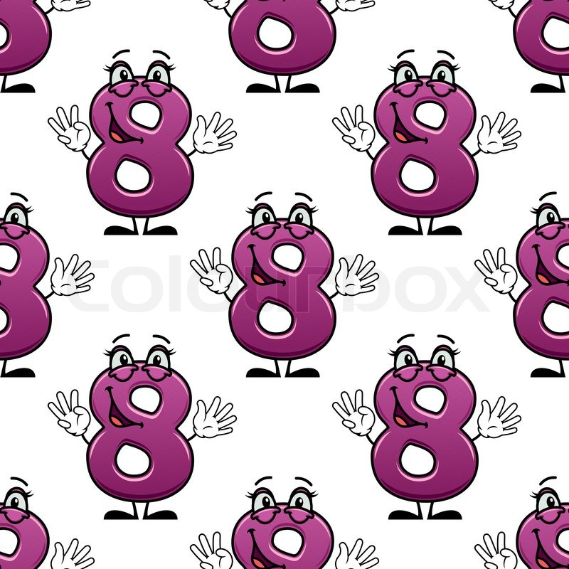 Cute happy waving number 8 seamless ... | Stock vector | Colourbox