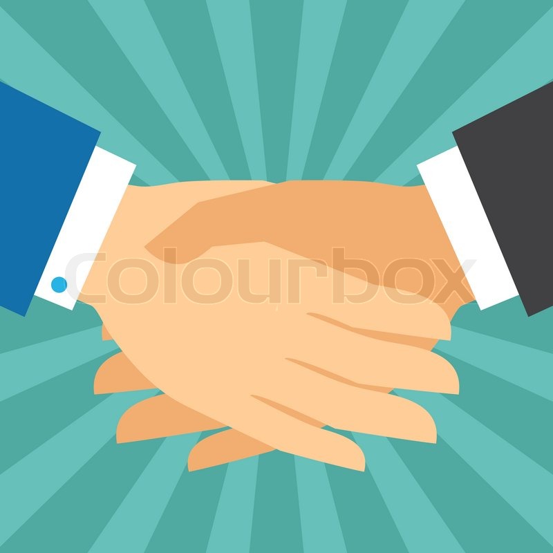 Handshake business concept in flat ... | Stock vector | Colourbox
