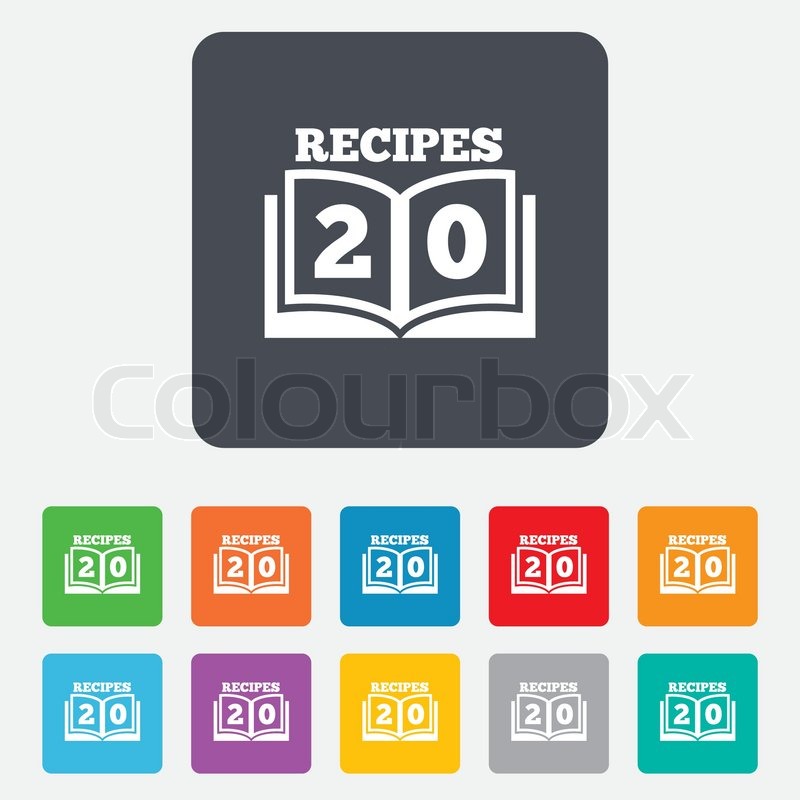 Cookbook sign icon. 20 Recipes book ... | Stock vector | Colourbox