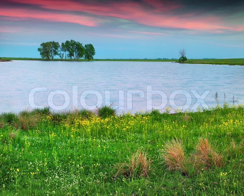 Colorful spring landscape on the lake | Stock image | Colourbox