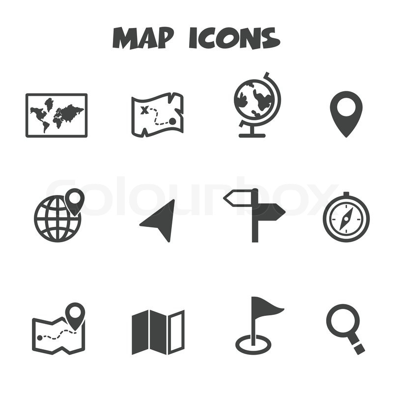 Map icons, mono vector symbols | Stock vector | Colourbox