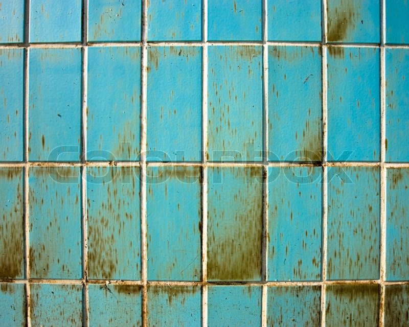 Dirty blue tile wall | Stock image | Colourbox