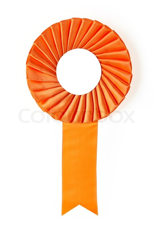 Orange award rosette on a white ... | Stock image | Colourbox