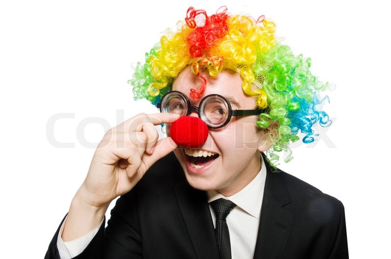 Clown businessman isolated on white | Stock image | Colourbox