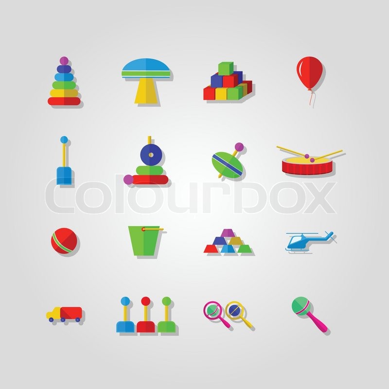 Set of colored icons for children toys ... | Stock vector | Colourbox