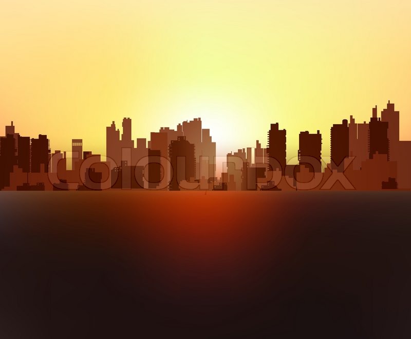 Silhouette of urban high-rise ... | Stock vector | Colourbox
