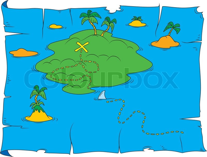 Cartoon illustration of treasure map | Stock vector | Colourbox