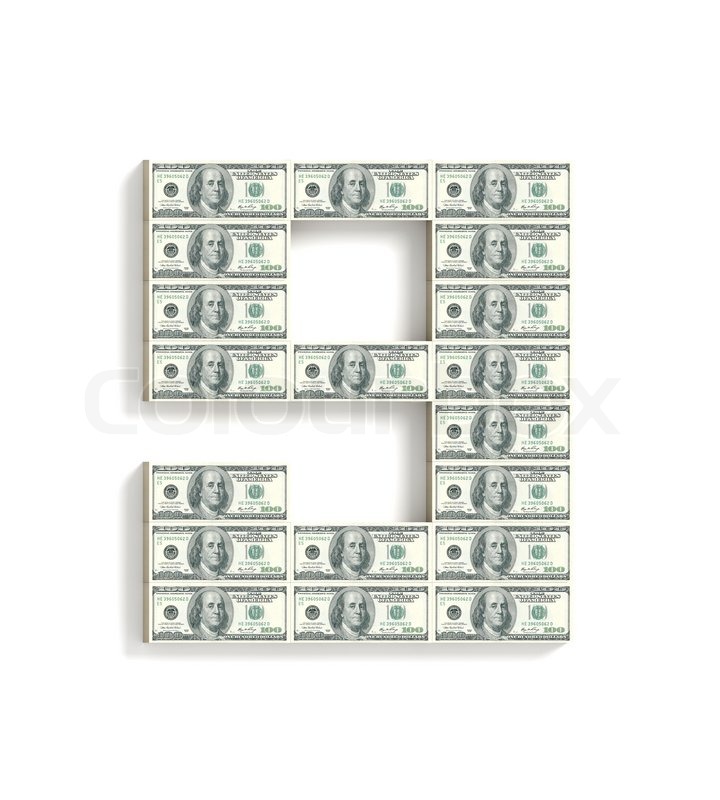Number 9 made of dollars.Isolated on ... | Stock image | Colourbox