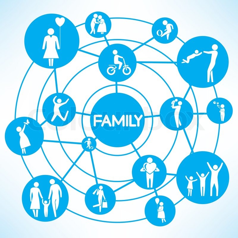 Family network, blue connecting ... | Stock vector | Colourbox