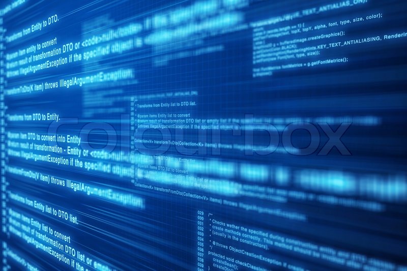Programing code blue screen background | Stock Photo | Colourbox