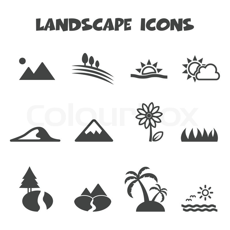 Landscape icons, mono vector symbols | Stock vector | Colourbox