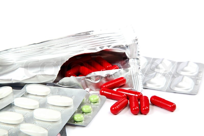 Platte mit Tabletten und Kapseln, die ... | Stock Bild | Colourbox