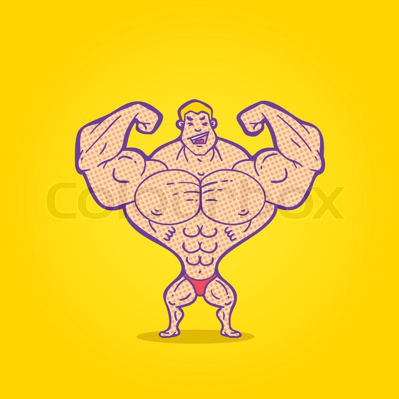 Illustration bodybuilder posing on a ... | Stock vector | Colourbox