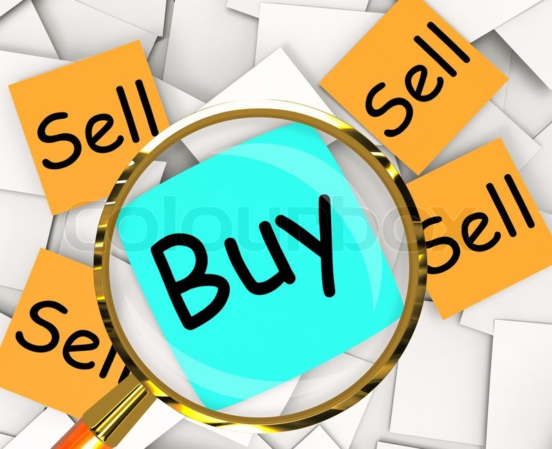 Buy Sell Post-It Papers Showing Trade ... | Stock image | Colourbox