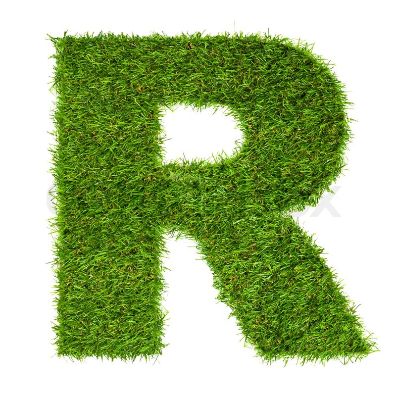 Letter R Made Of Green Grass Isolated Stock Image Colourbox
