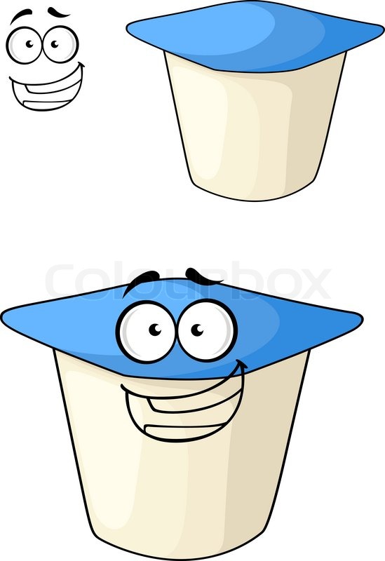 Cheeky white and blue cartoon yoghurt ... | Stock vector | Colourbox