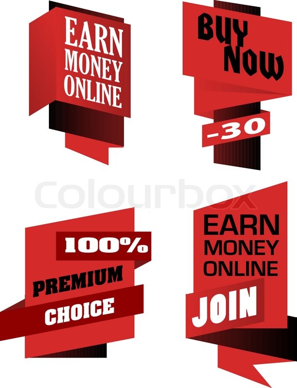 Set of origami labels depicting Earn ... | Stock vector | Colourbox