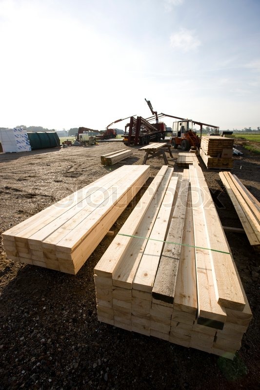 Wooden planks in a construction site | Stock image | Colourbox